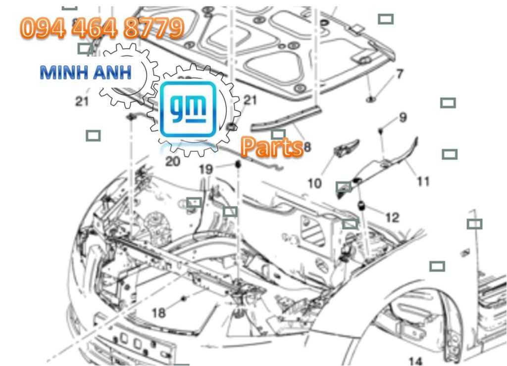 Ốp trên tai xe Cruze chính hãng GM# 96987077, 96987078